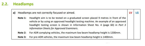Headlight Testing Screen - Roadworthy and Safety Certificate Complianc ...