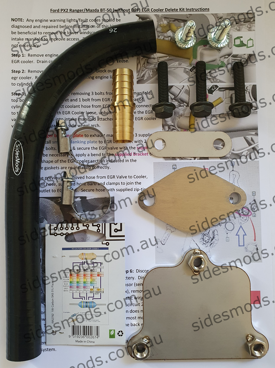 Ford Ranger EGR Cooler Delete Bypass Kit PX2 without DPF 3.2L 2.2L Die ...